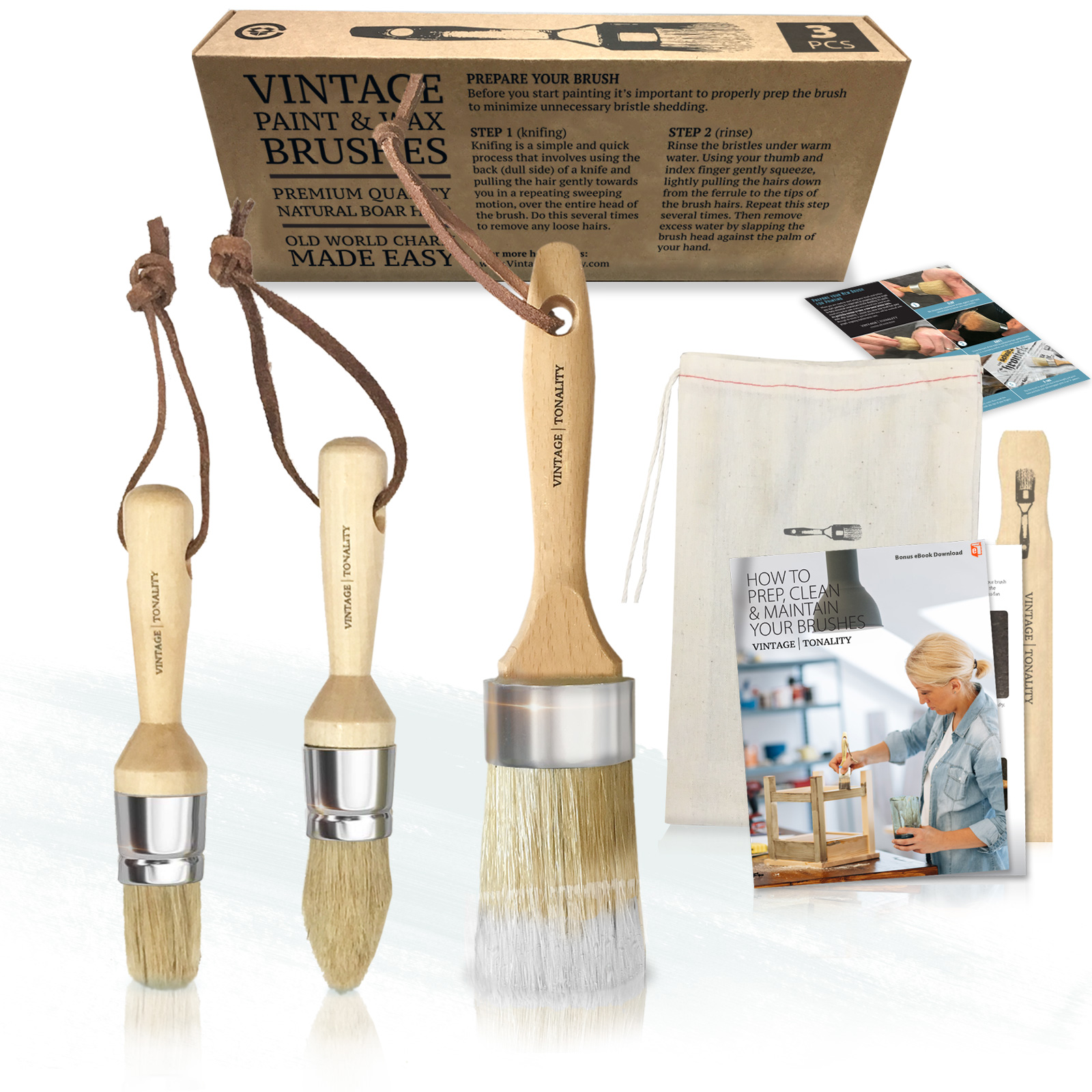 Clearance - Starter Chalk Paint Brush Set by Vintage Tonality